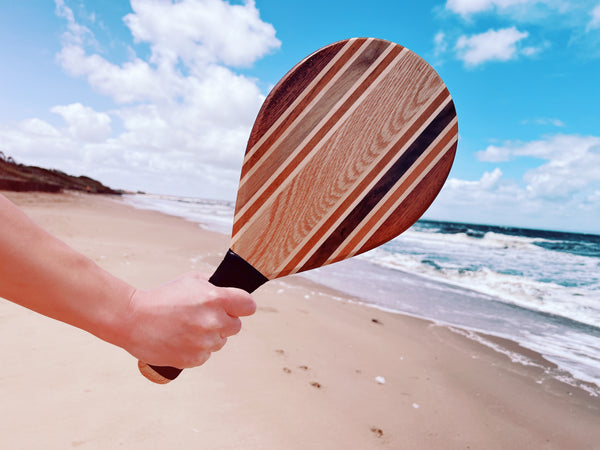 Wooden Frescobol Beach Paddle Ball Set with 2pcs Paddles and 2 Balls ...