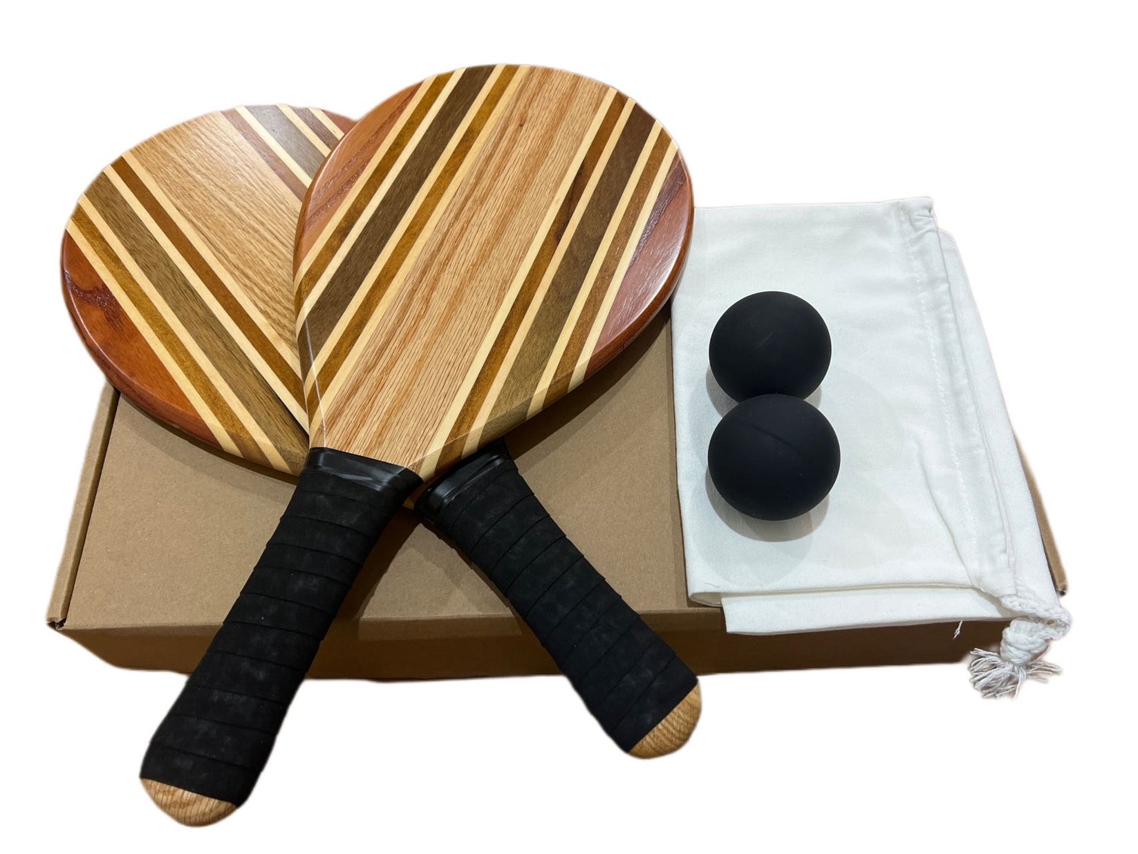 Wooden Frescobol Beach Paddle Ball Set with 2pcs Paddles and 2 Balls ...